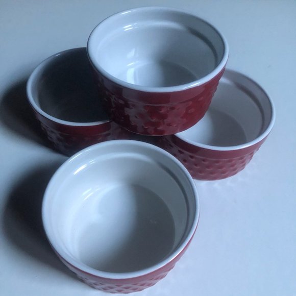 Kitchen | Set 4 Ramekins New Red Hobnail | Poshmark